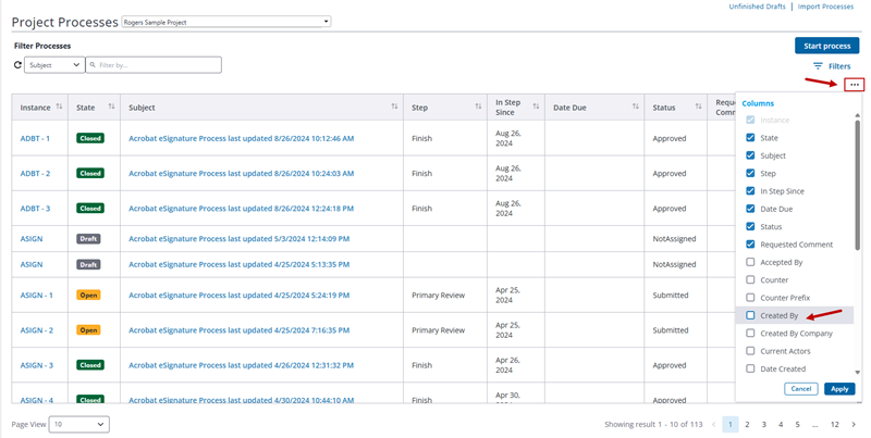 Processes For Project Page